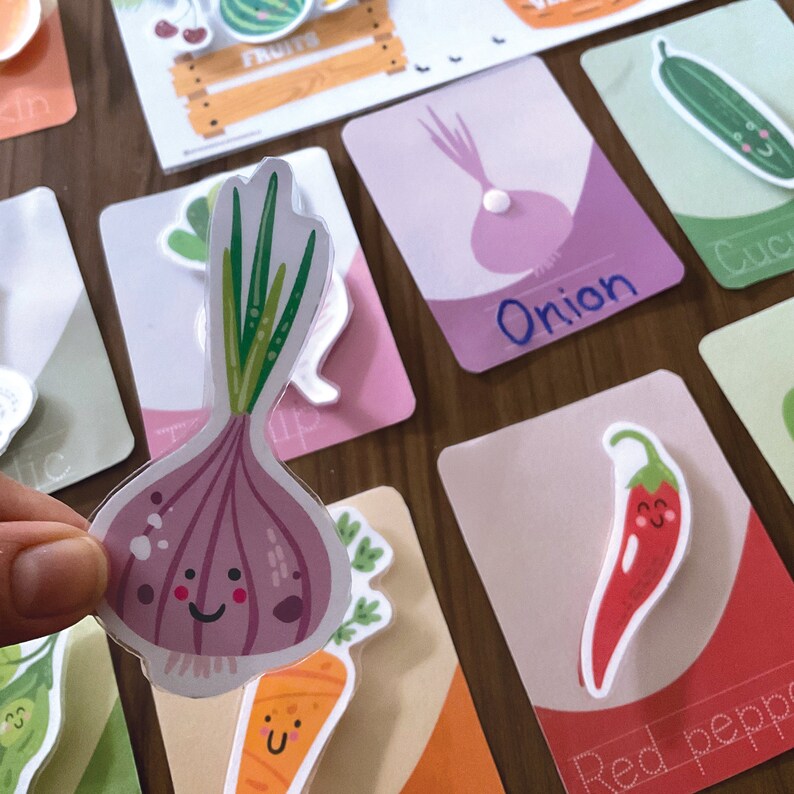 Cute Fruits and Vegetables Flashcard and Worksheet, Printable ...