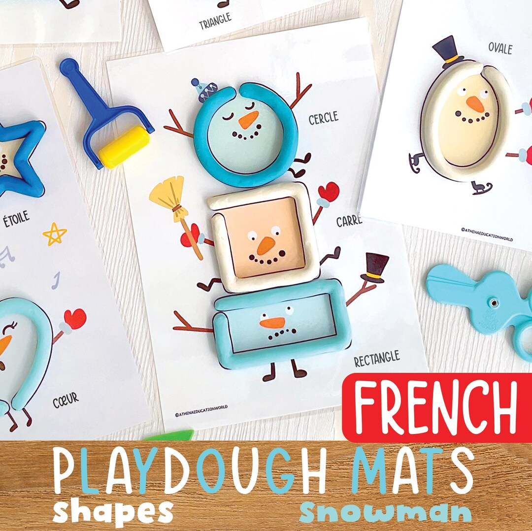 French Winter Snowman Playdough Mats Digital Download, Shape Activity ...