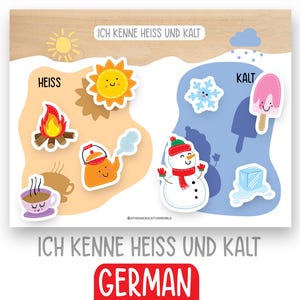 German Hot and Cold Worksheet,toddler Activity,homeschool Printables ...