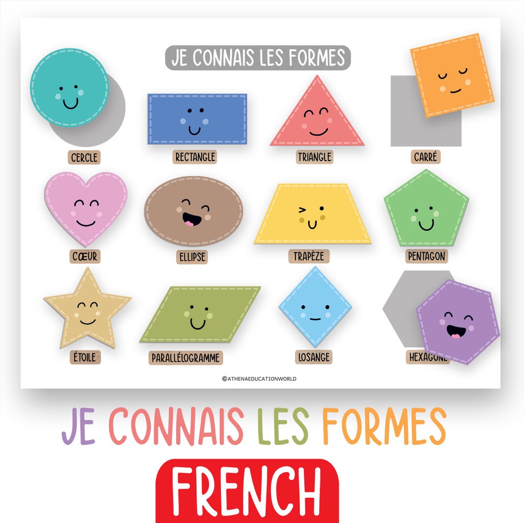French Cute Shape Matching Activity, Shapes Printables, Learning Shapes ...