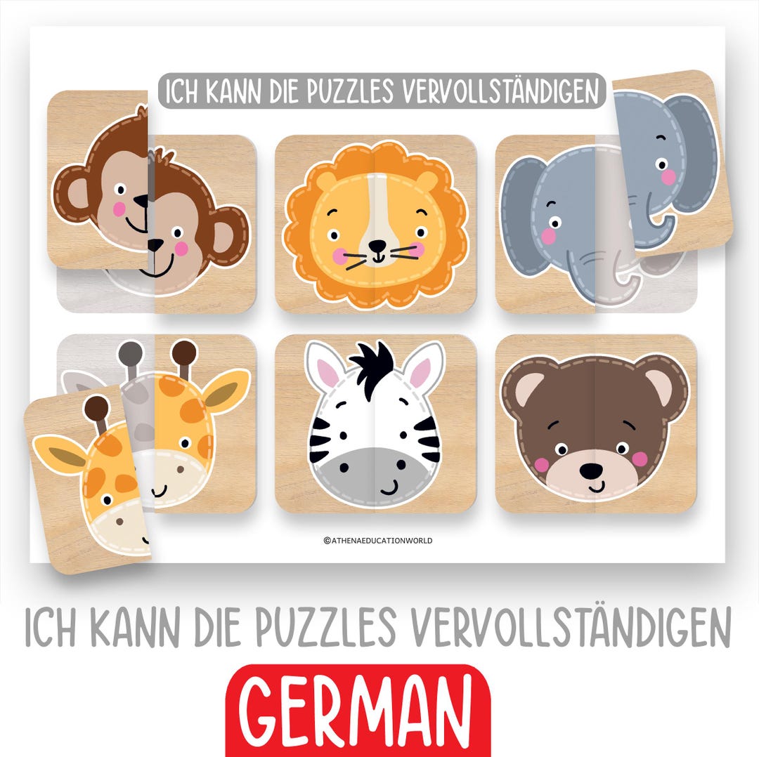 German Printable Puzzle Activity, Toddler Activities, Preschool ...