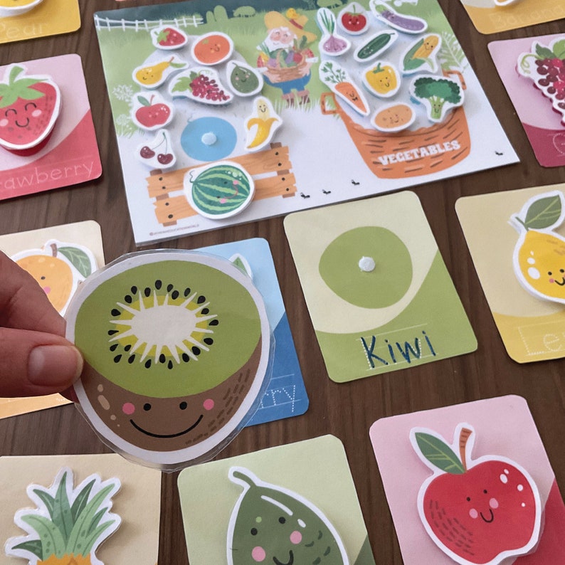 Cute Fruits and Vegetables Flashcard and Worksheet, Printable ...