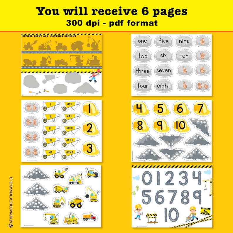 Construction Counting Worksheet, Number Tracing Activity, Trucks Number ...