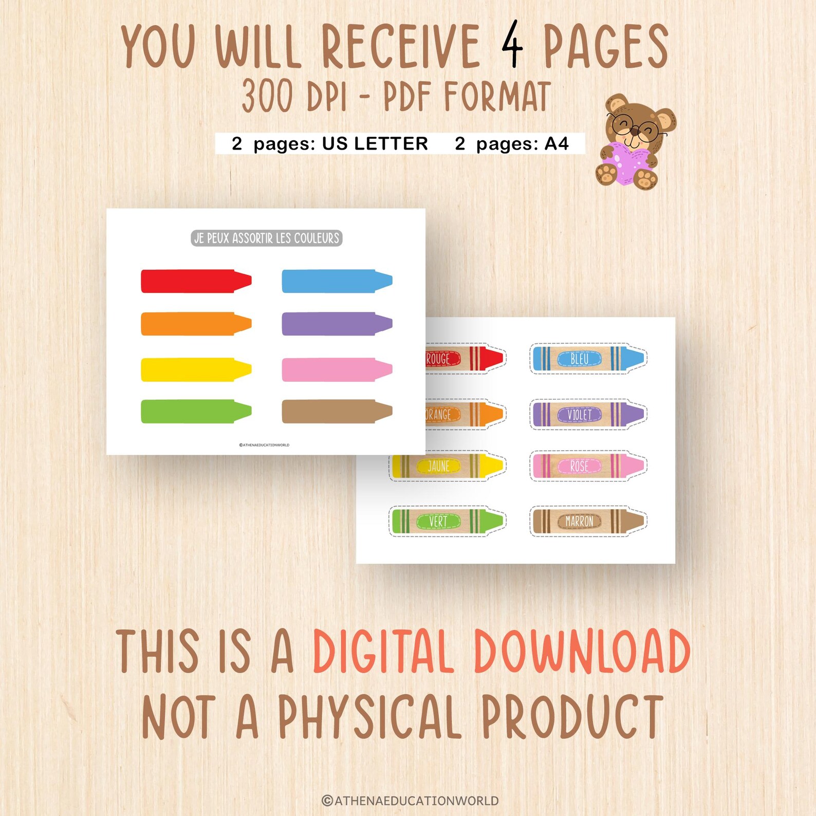 French Color Matching Worksheets, Sorting Colors Crayon, Color Sorting ...