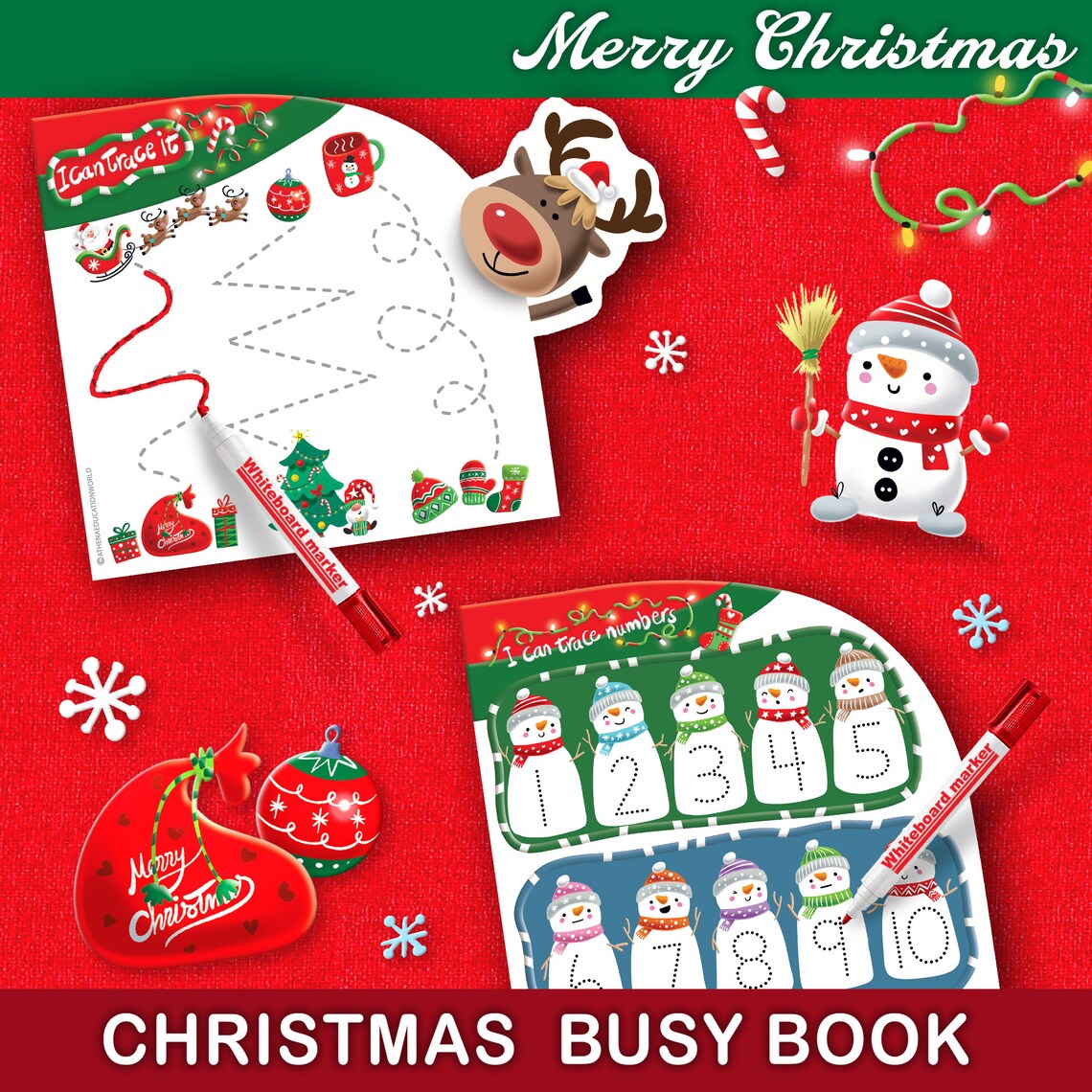 Christmas Busy Book for Toddler, Printable Holiday Learning Activity ...