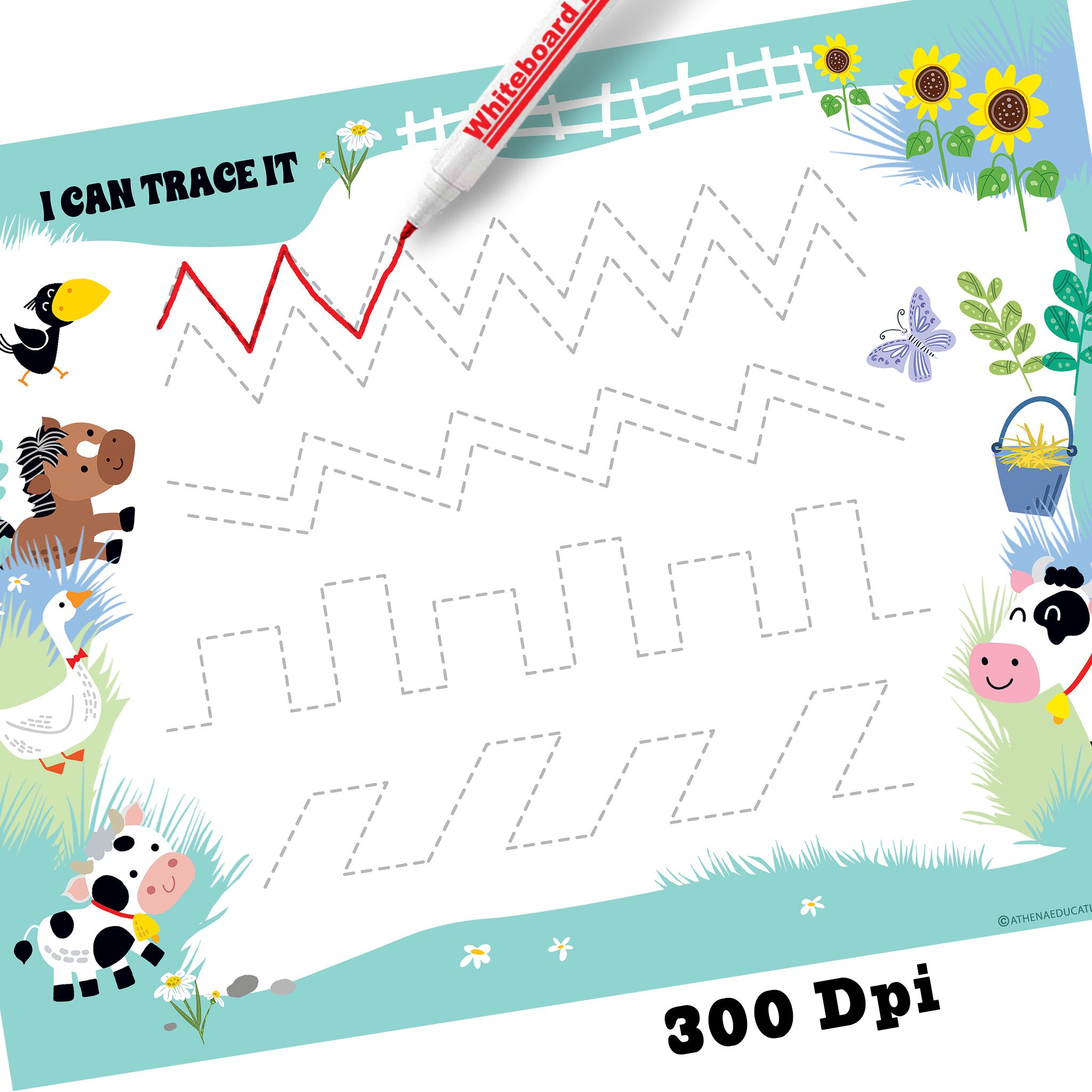 Pre Handwriting Line Tracing Worksheetspreschool Printable - Etsy