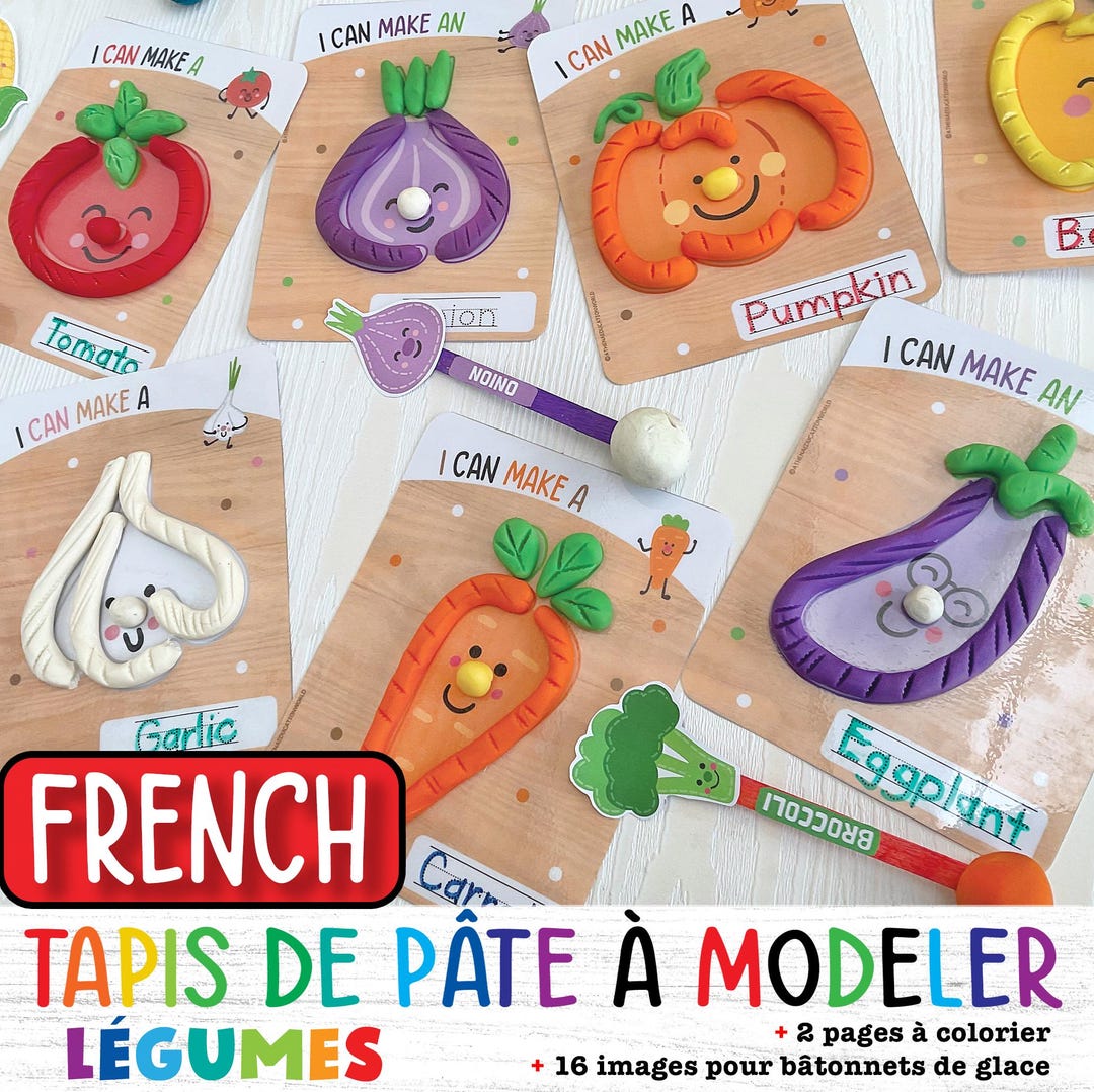 French Playdough Mats Vegetables Printable, Fun Activity for Kids ...