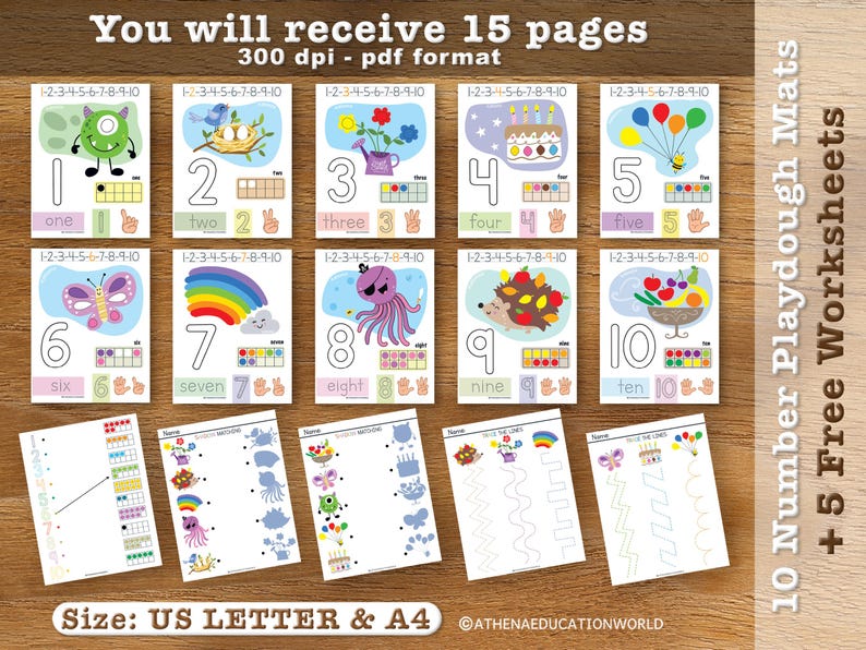 Playdough Counting Mats 1-10 Printable, Preschool Math Activity ...