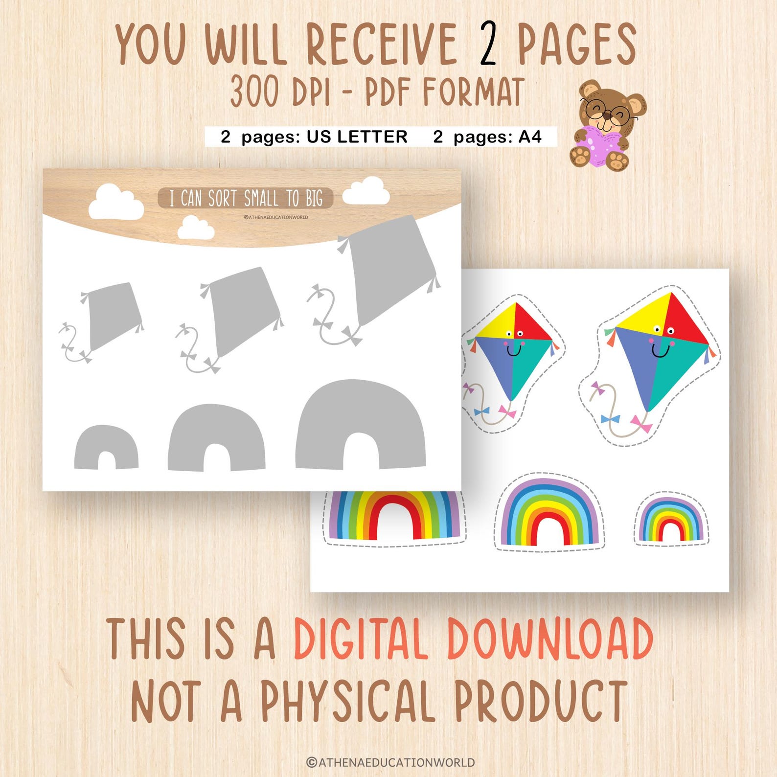 Small to Big Sorting Activity for Toddlers, Preschool Size Sorting ...