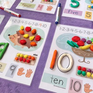 Counting and Numbers Play Dough Mats Printable Preschool Activities ...