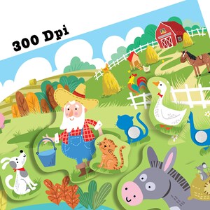 Farm Animals Shadow Matching Velcro Game, Toddlers Shadow Matching ...