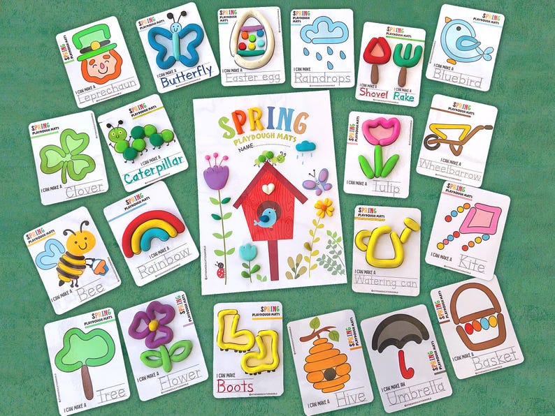 Spring Playdough Mats, Printable Play Dough Activity for Kids ...
