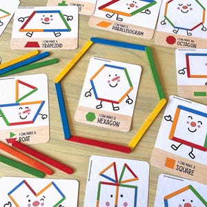 Popsicle Stick Shapes Activity,fun Learning Toddler Activity,preschool ...