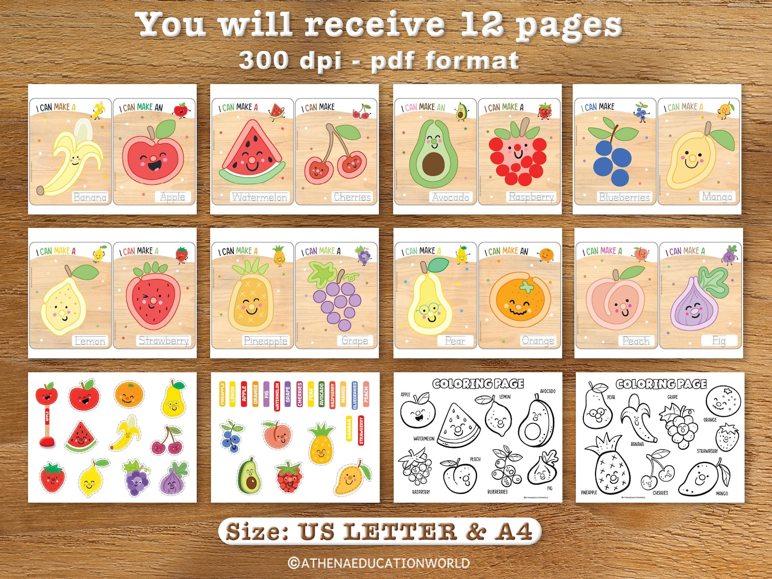 Playdough Mats Fruits Printable,fun Activity for Kids,learn Fruits With ...