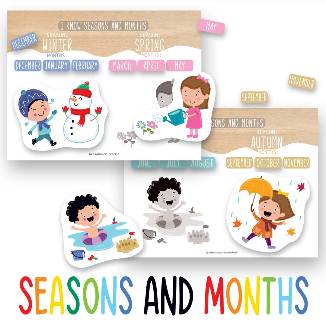 Seasons and Months Printable Worksheets, Preschool Activity, Preschool ...