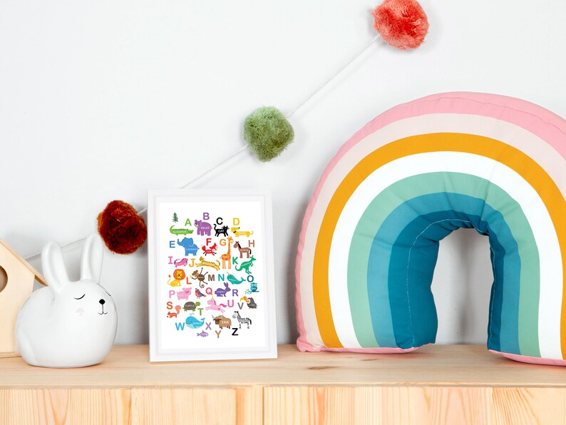 Cute Animal Alphabet Poster Print, Baby Kids Room Wall Art, Children's ...