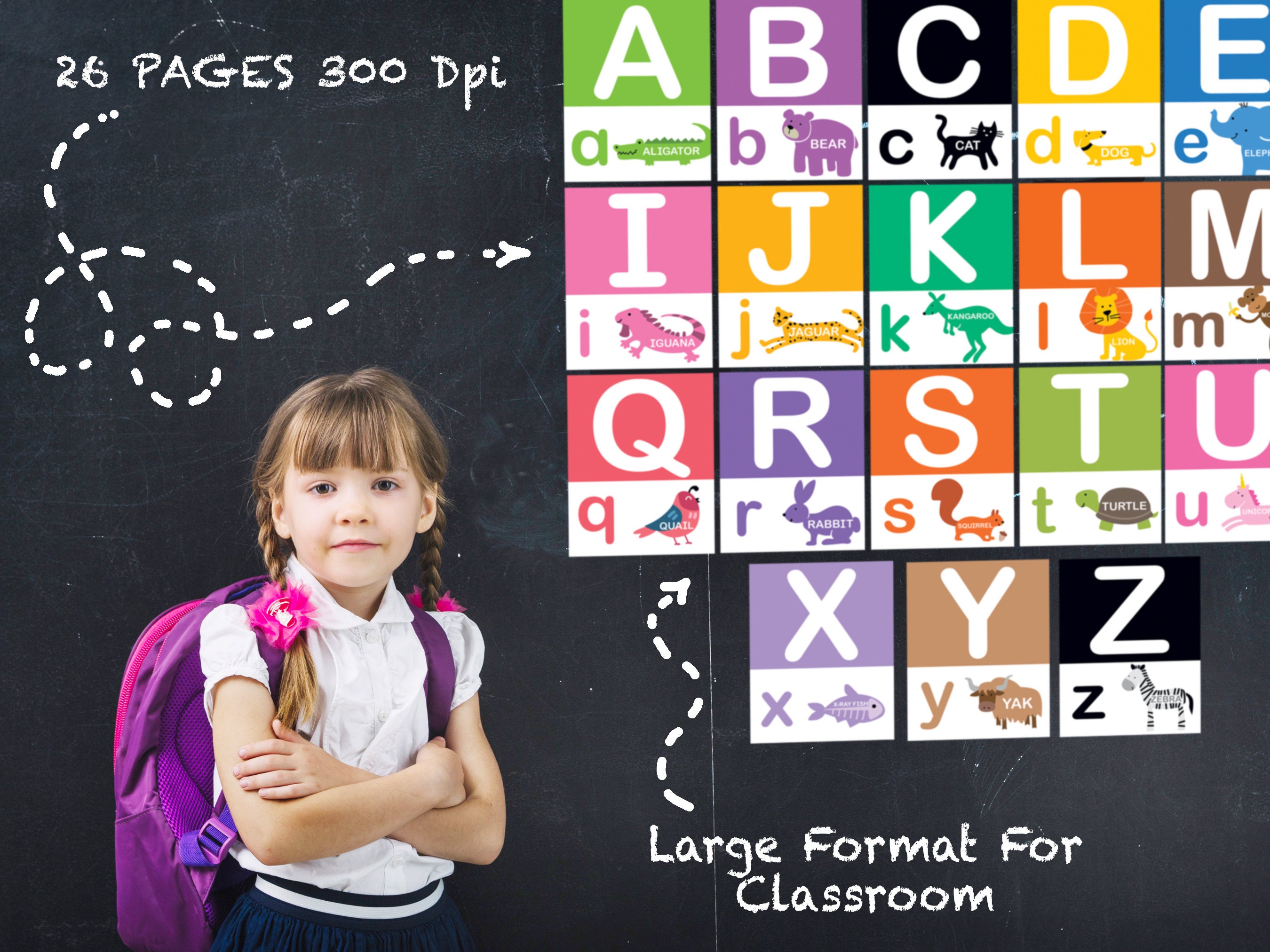 Alphabet Poster Printable Large Format for Classroom Use, Educational ...