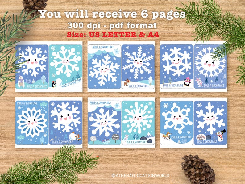 Build a Snowflake Playdough Mat Printable,snowflakes Play Dough Mats ...