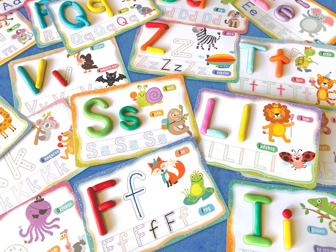 Alphabet Playdough Mats for Kids, Toddler Letter Tracing Mats ...