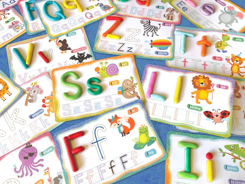 Alphabet Playdough Mats for Kids, Toddler Letter Tracing Mats ...