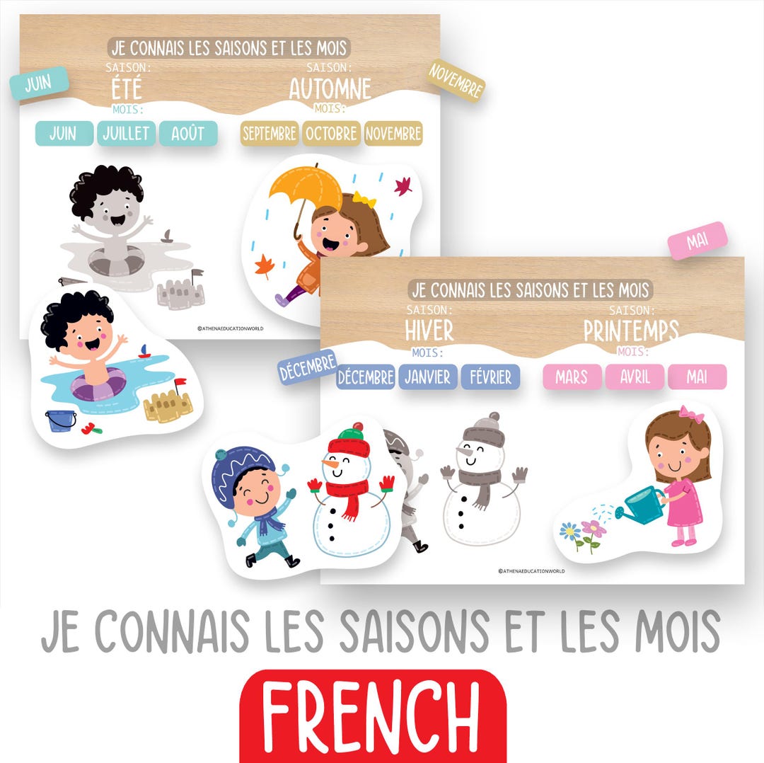 French Seasons and Months Printable Worksheets, Toddler, Preschool ...