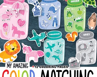 Color Matching Worksheets, Sorting Colors in Jars, Color Sorting Velcro ...