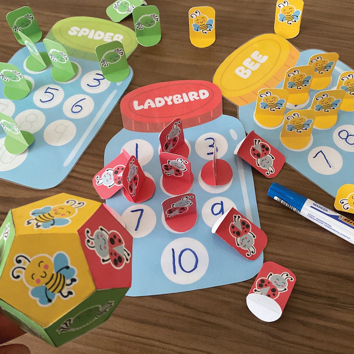 Counting Dice Game for Toddlers, Counting Board Game, Counting ...