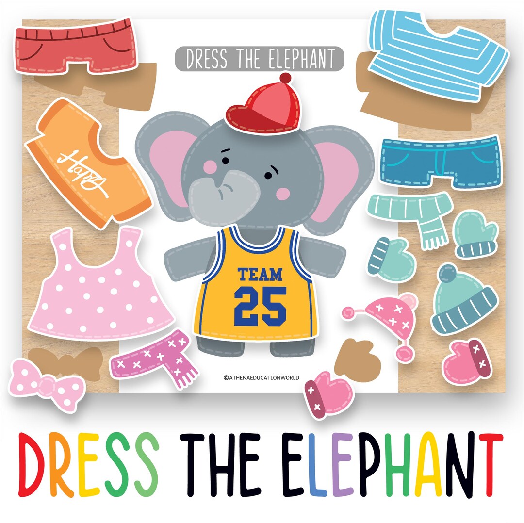 Dress the Elephant Worksheet, Toddler Activity, Homeschool Printables ...
