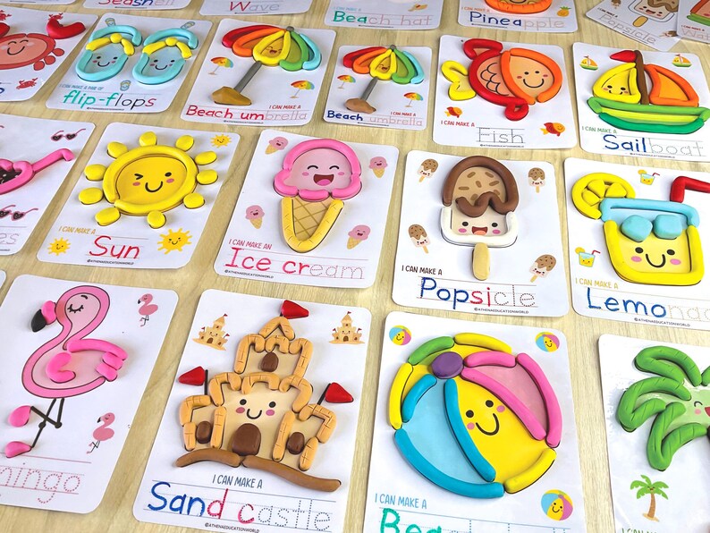 Summer Play Dough Mats, Preschool Summer Worksheet Printable, Beach ...