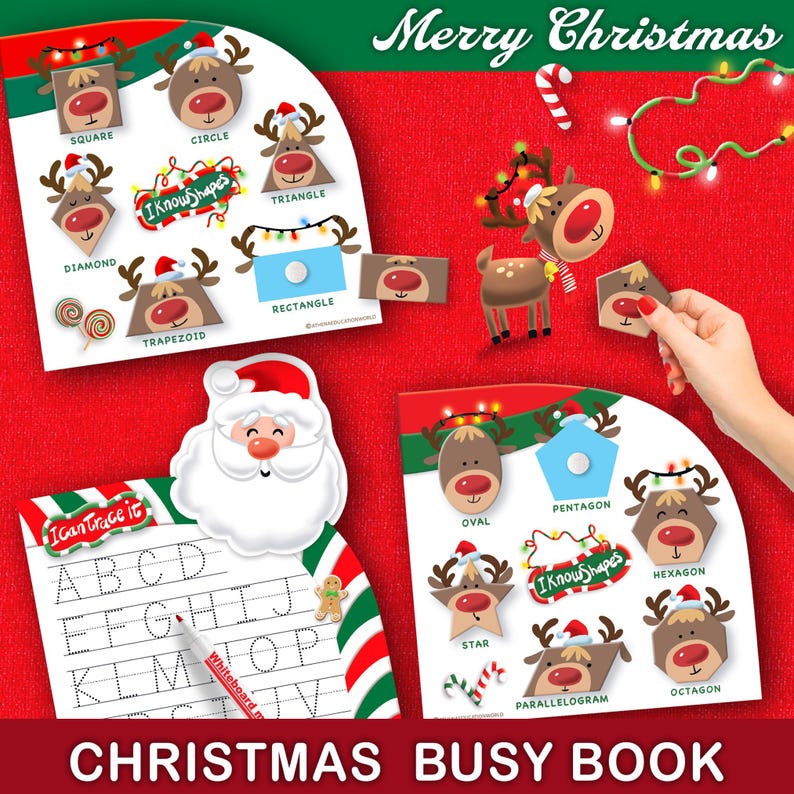 Christmas Busy Book for Toddler, Printable Holiday Learning Activity ...
