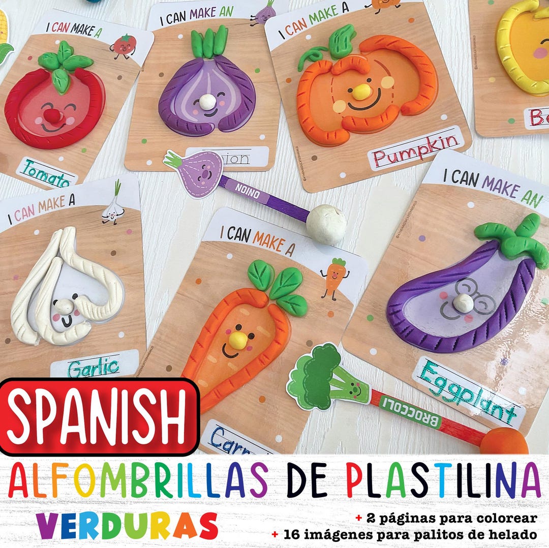 Spanish Playdough Mats Vegetables Printable,fun Activity for Kids ...