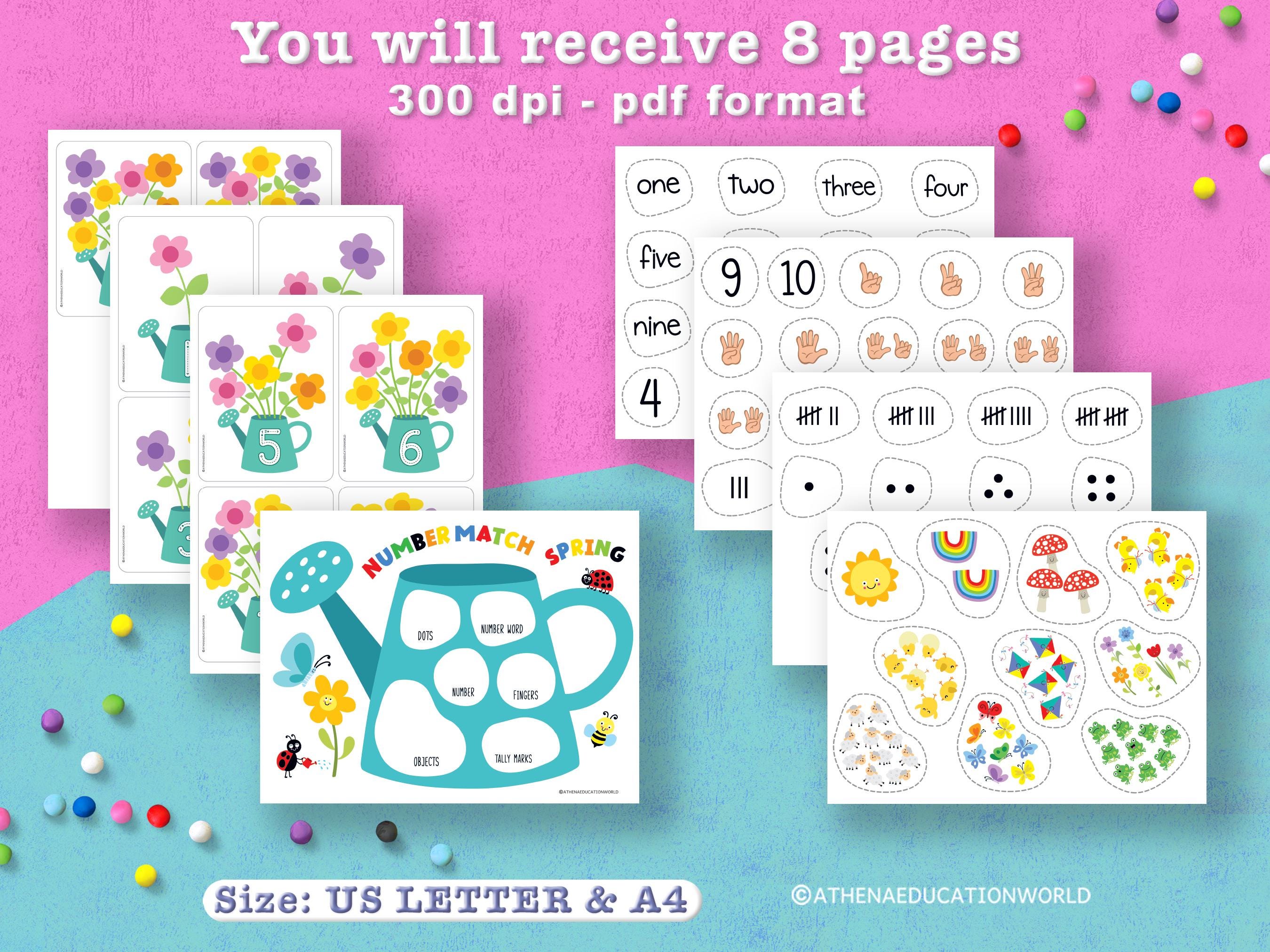 Spring Counting Activity 1-10, Number Match Printable for Toddlers, Pom ...