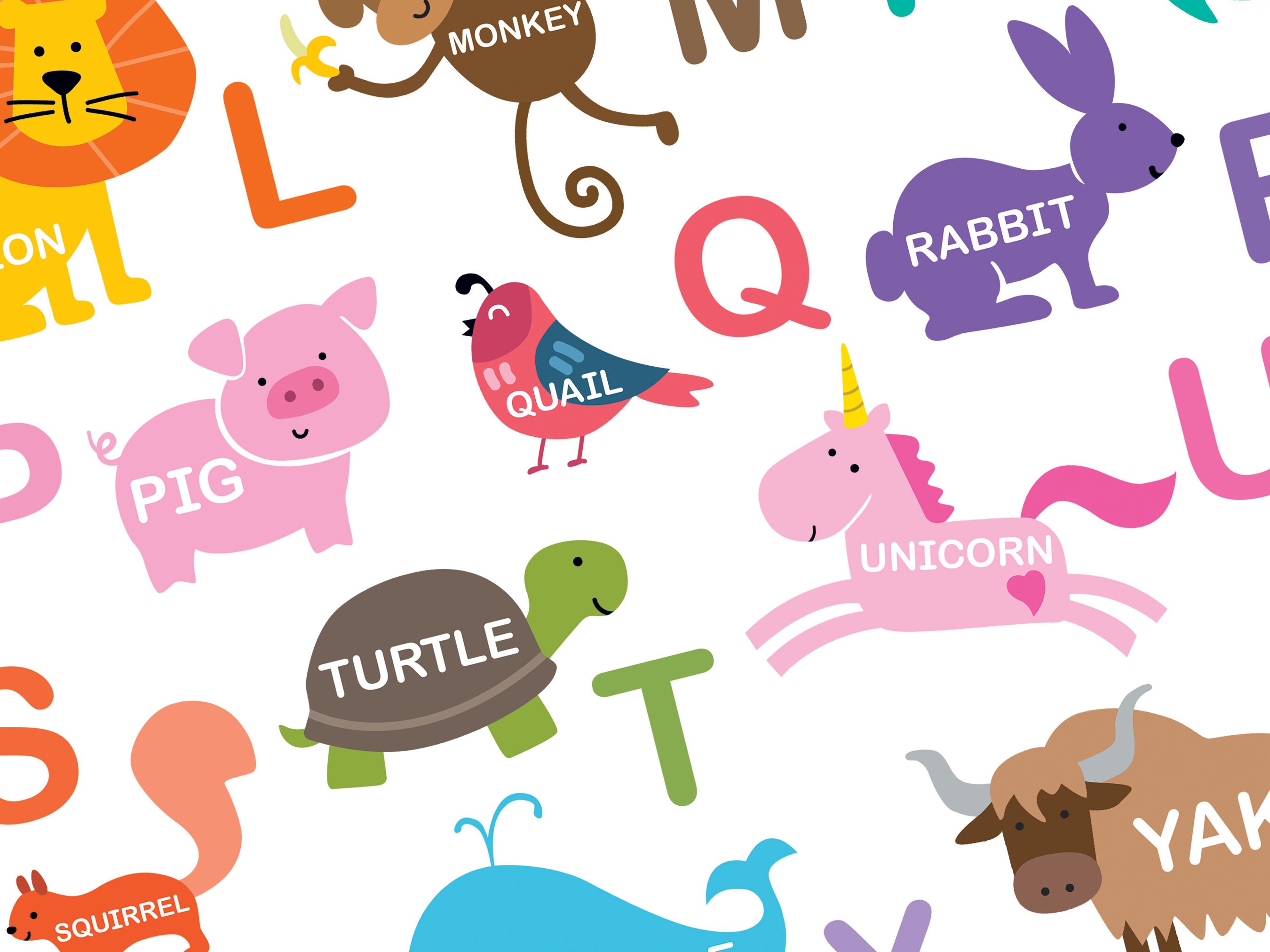 Cute Animal Alphabet Poster Print, Baby Kids Room Wall Art, Children's ...