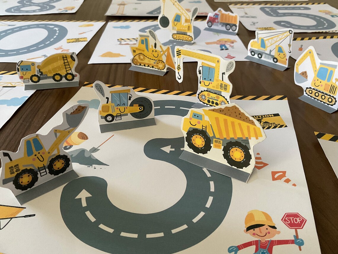 Construction Counting Busy Book, Number Tracing Activity, Printable 3D ...
