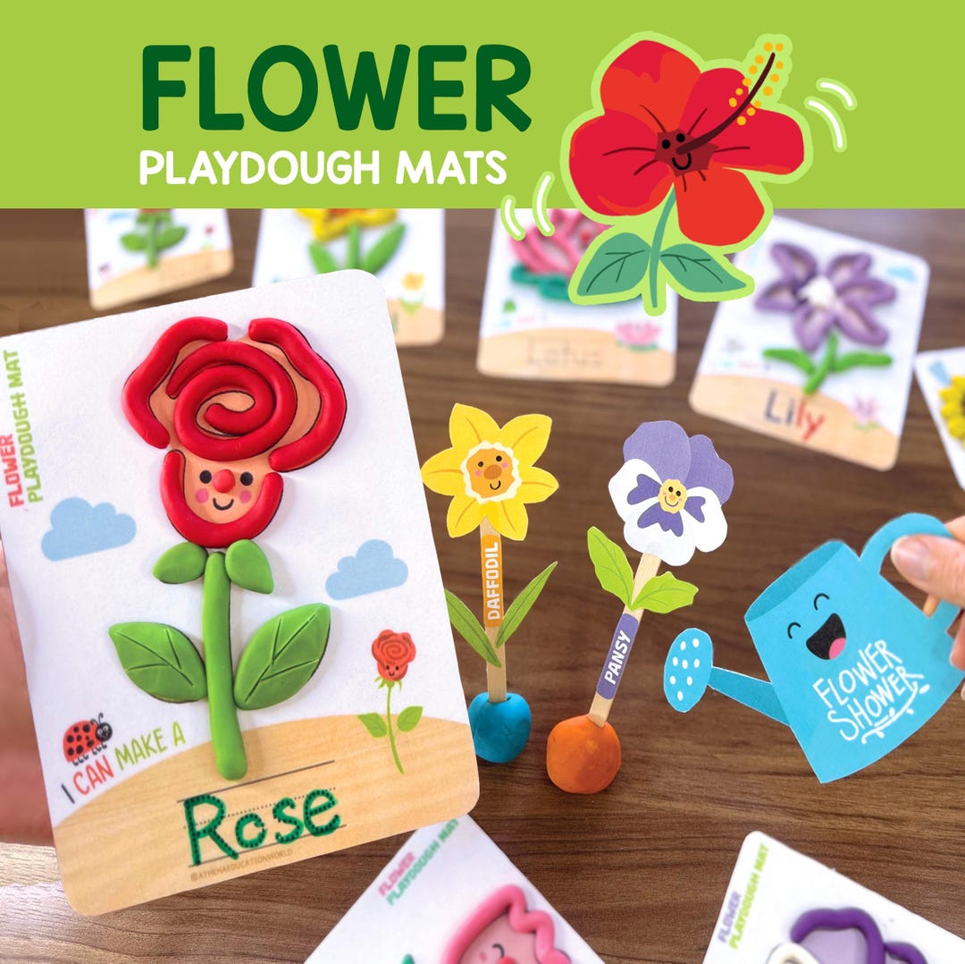 Flowers Playdough Mats, Fun Play Doh Activities for Kids,printable Fine ...