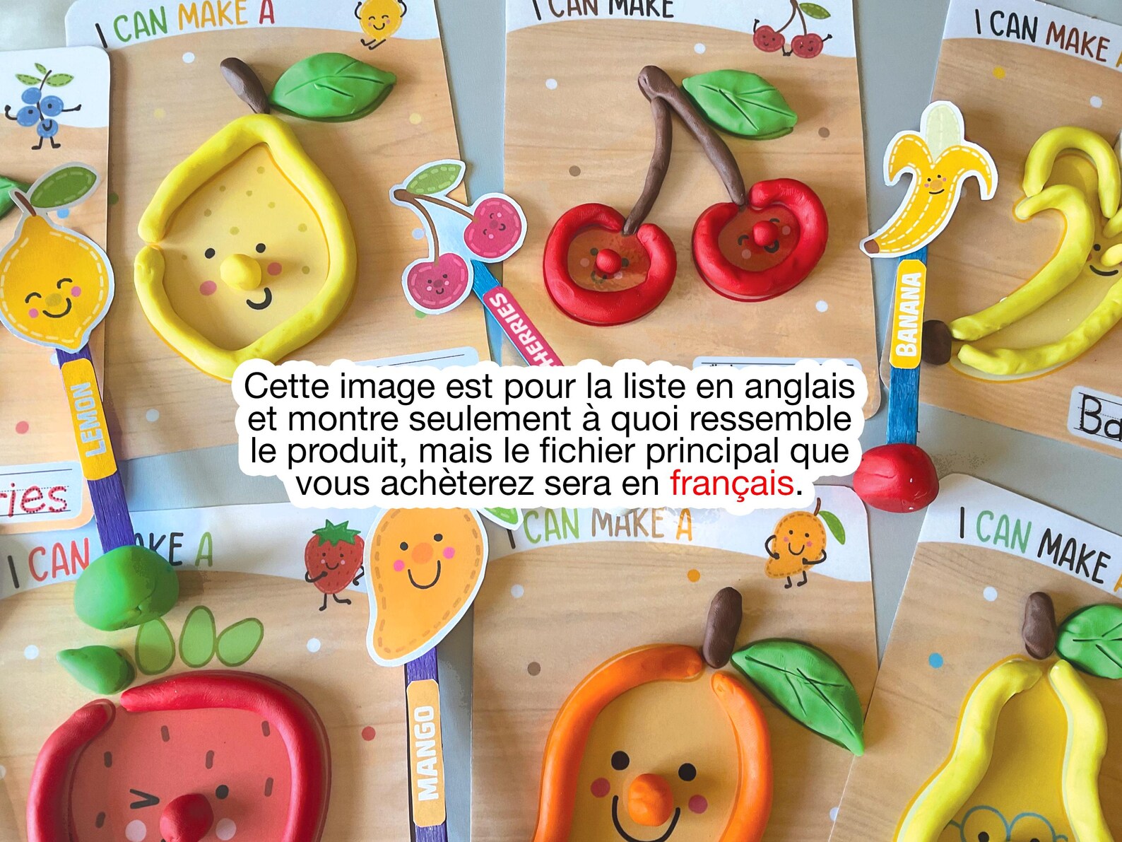 French Playdough Mats Fruits Printable,fun Activity for Kids,learn ...