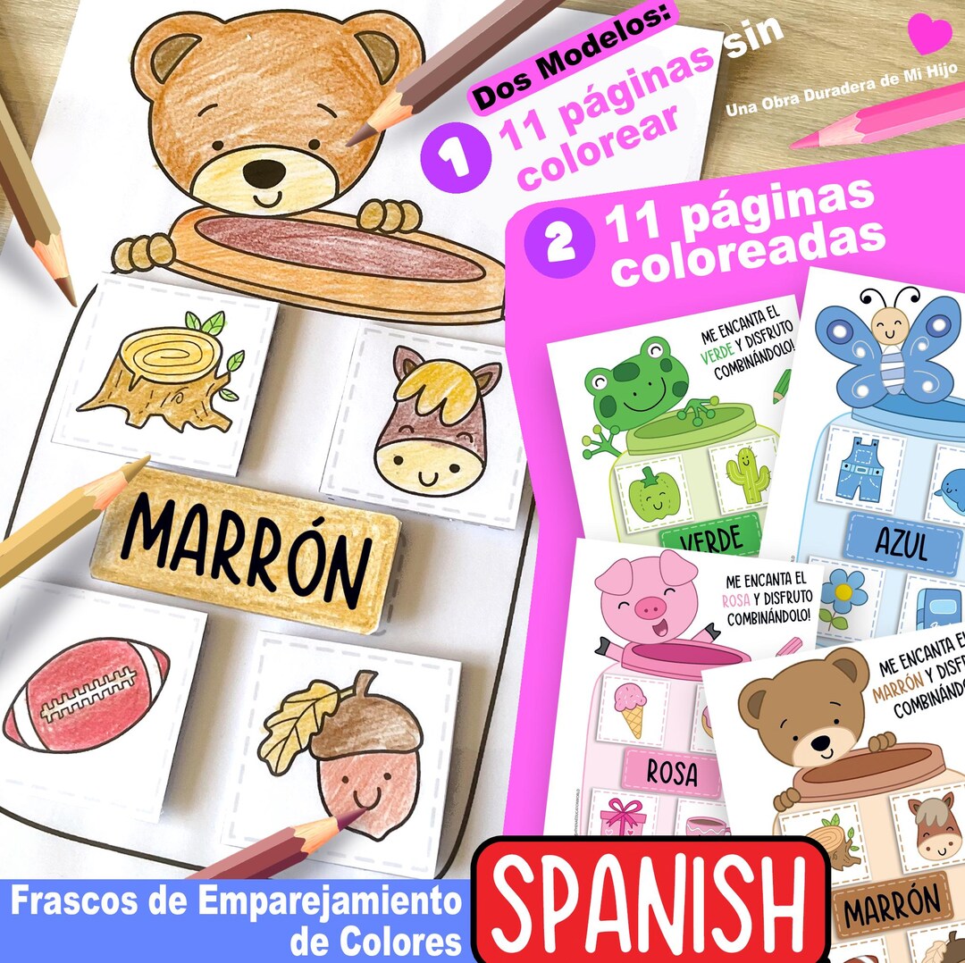 Spanish Color Matching Jars Game for Toddlers & Preschoolers, Coloring ...