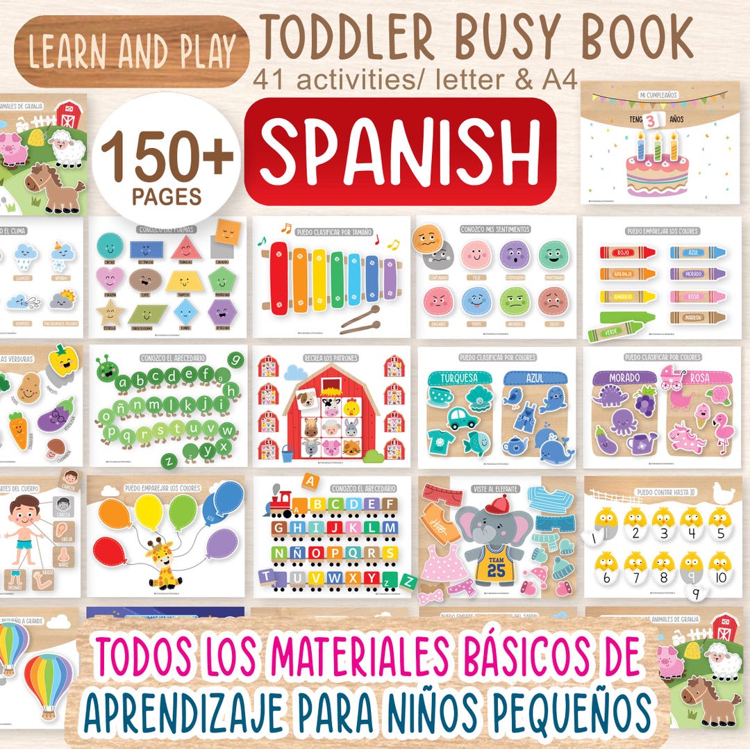 Spanish Busy Book Printable,toddler Learning Binder,homeschool ...