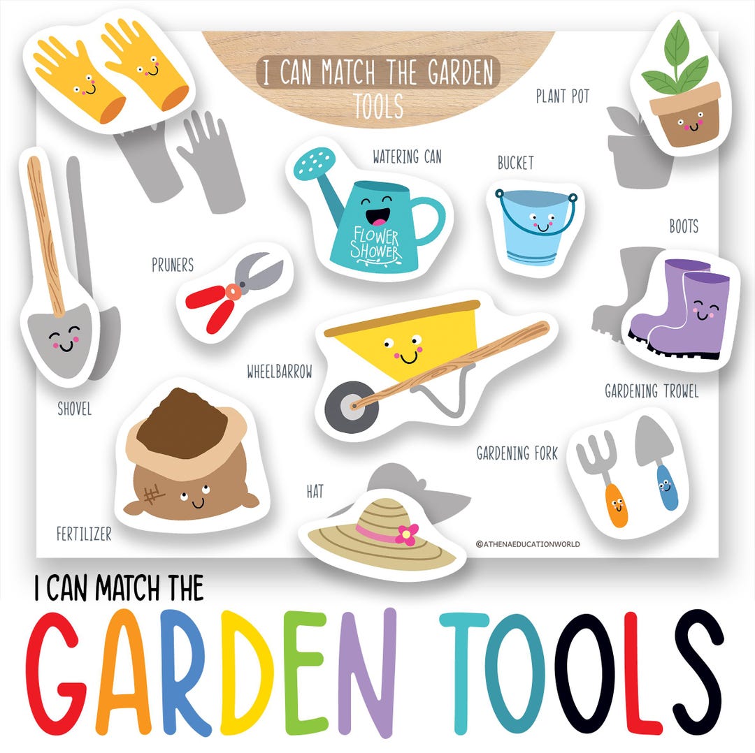 Garden Tools Matching Game, Printable Busy Book Activity, Toddler ...