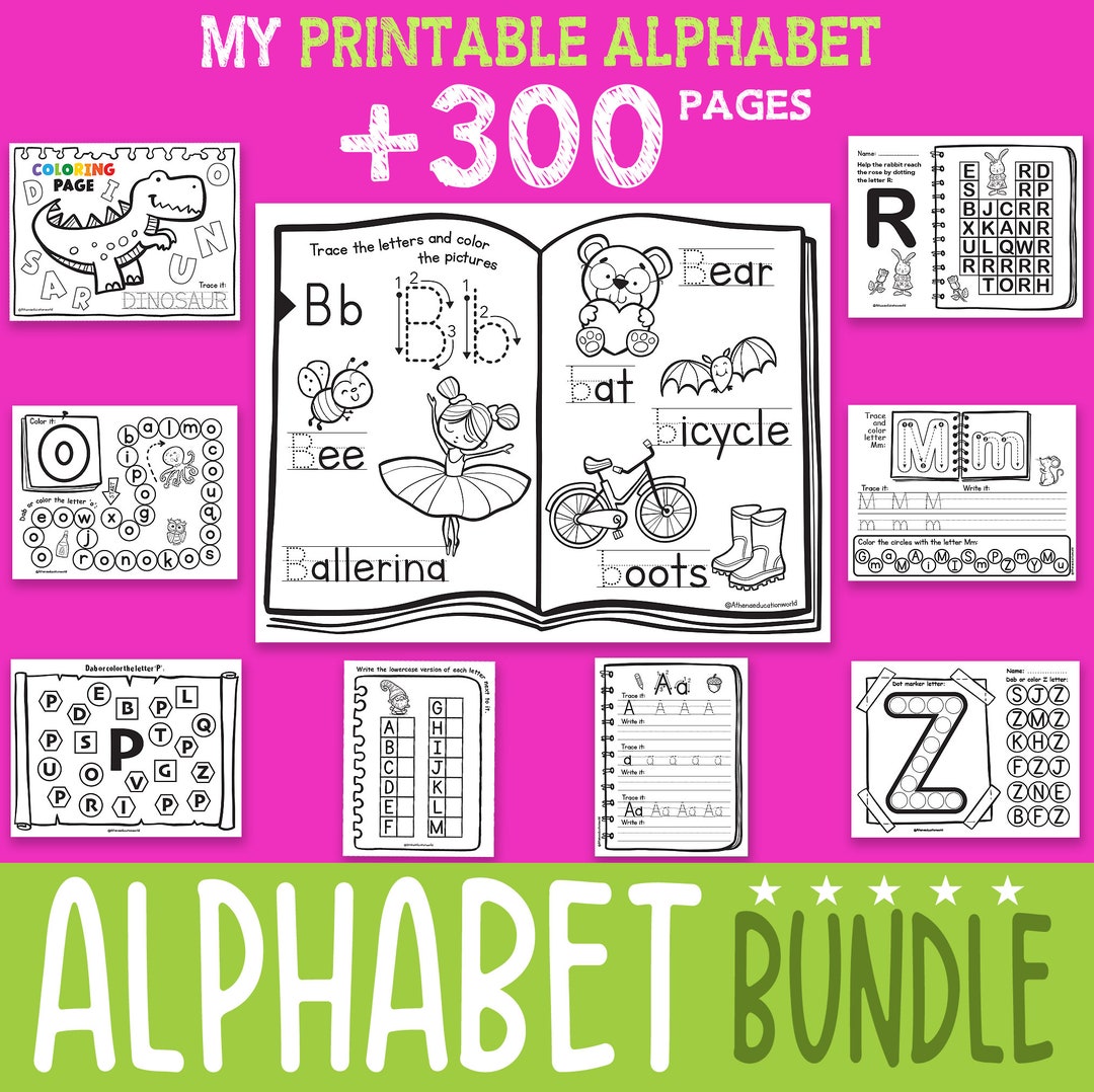 Preschool Pre-k + Kindergarten Alphabet Bundle, +300 Pages Printable ...