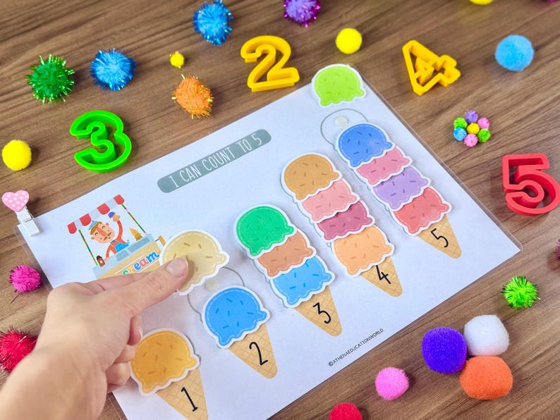 Montessori Counting Worksheet, Number Tracing Activity, Homeschool Math ...