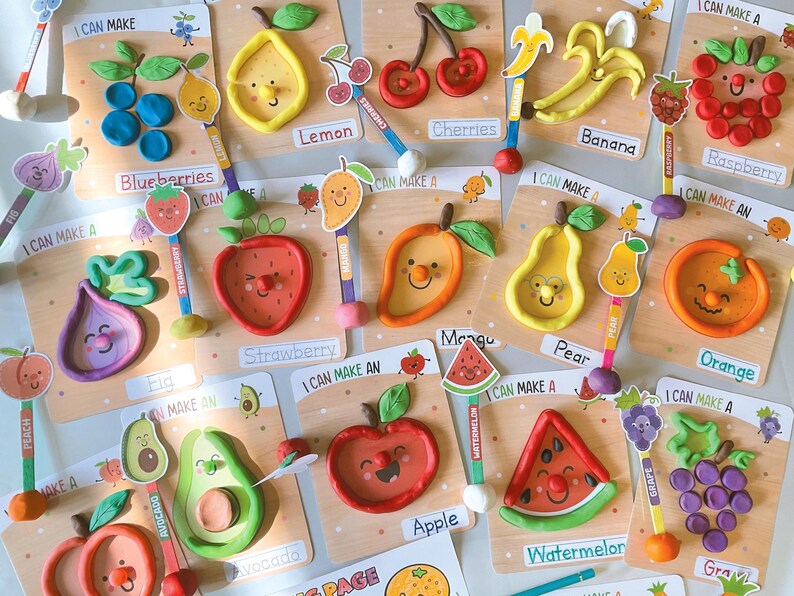 Playdough Mats Fruits Printable,fun Activity for Kids,learn Fruits With ...