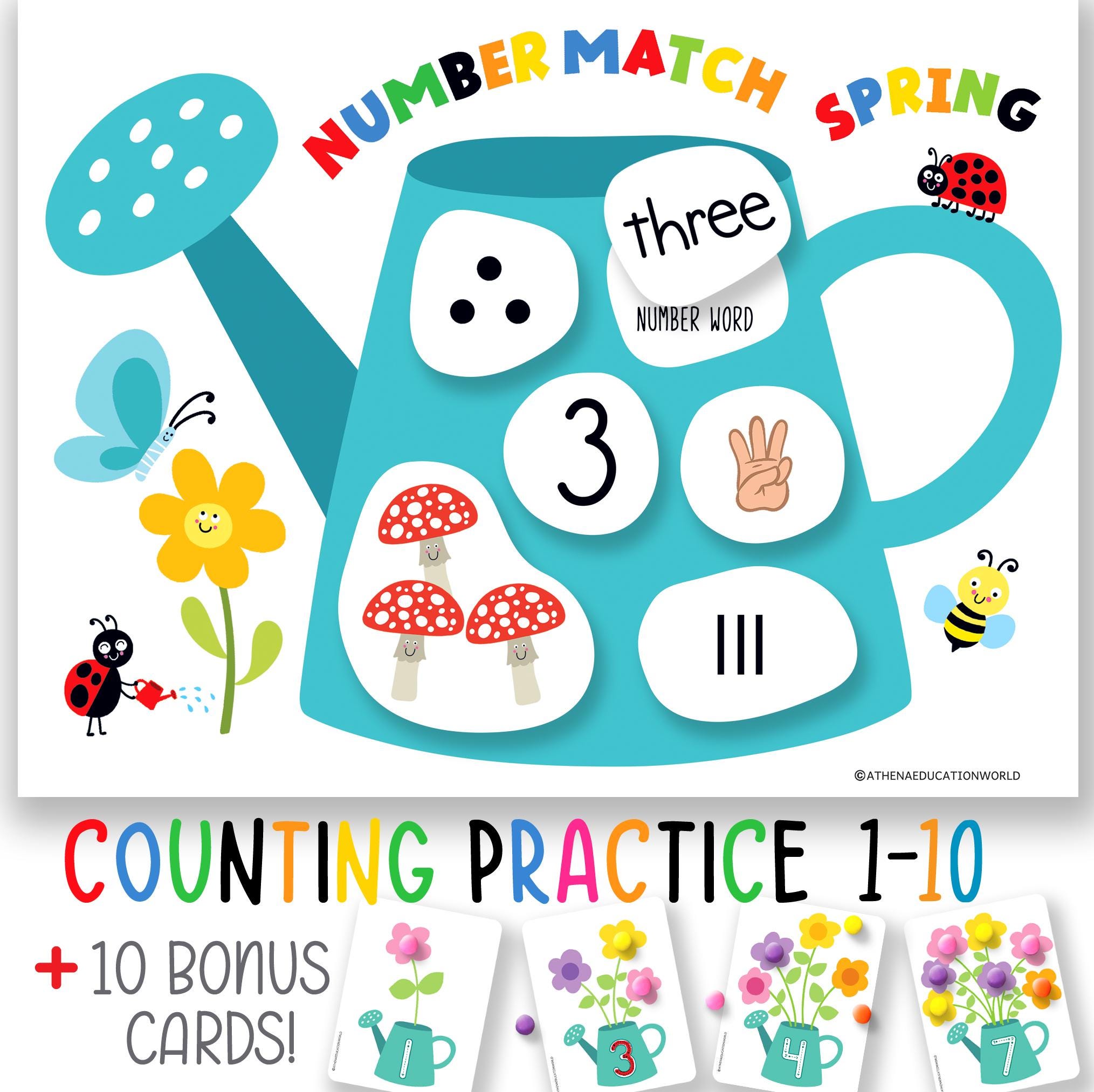 Spring Number Match Activity for Toddlers,counting Practice 1-10 ...