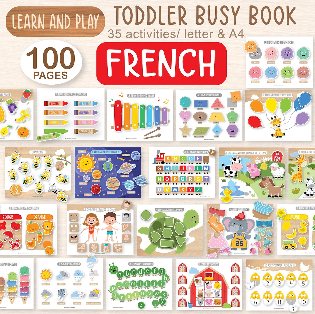 French Busy Book Printable,toddler Learning Binder,homeschool Resources ...