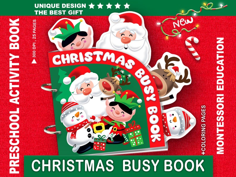 Christmas Busy Book for Toddler Printable Homeschool Preschool Learning ...