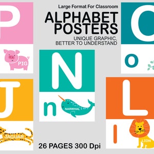 Alphabet Poster Printable Large Format for Classroom Use, Educational ...