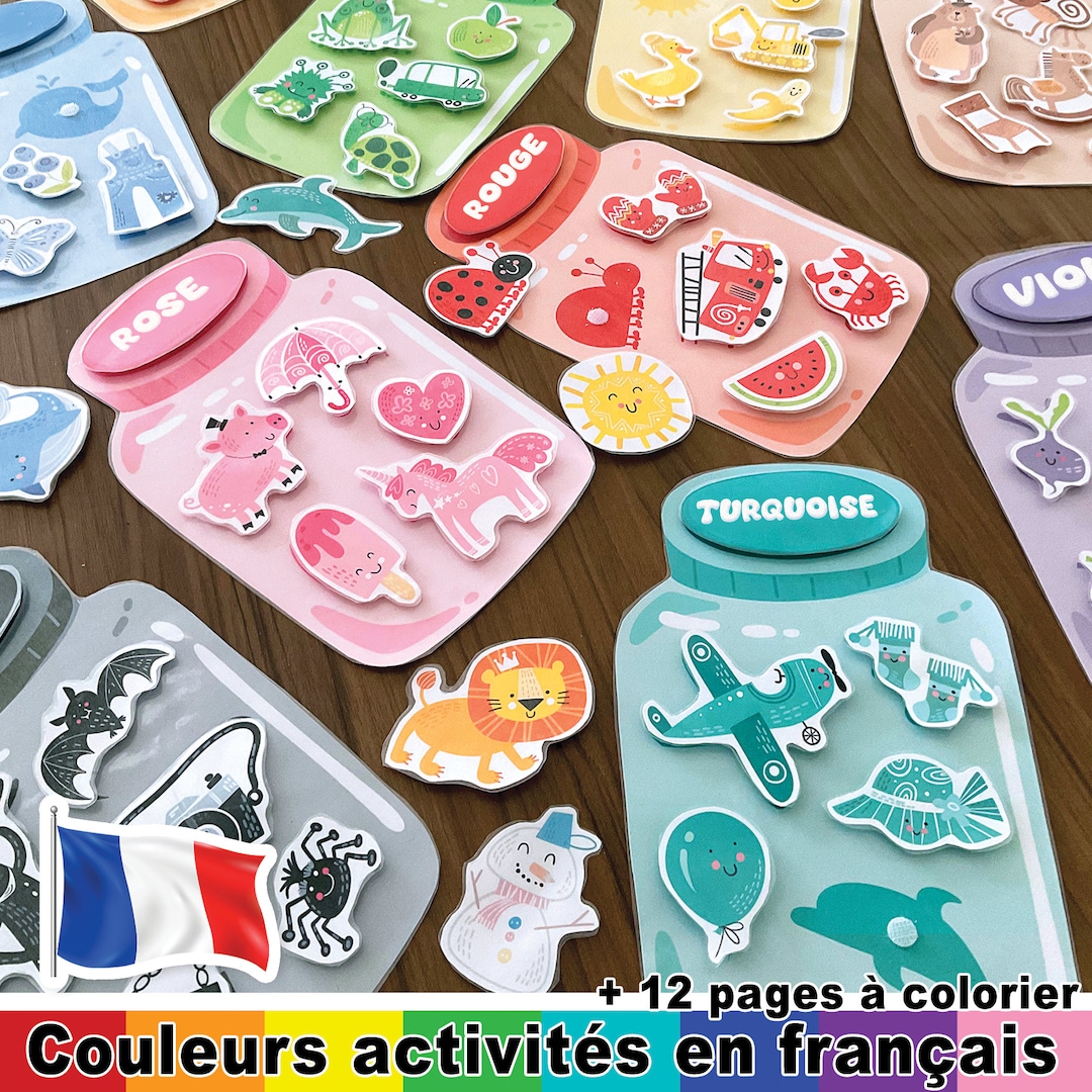 French Color Matching Worksheet,sorting Colors in Jars,color Sorting ...