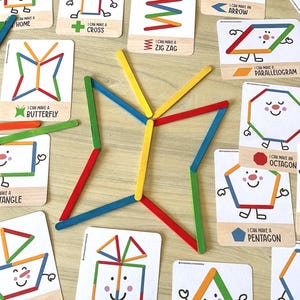 Popsicle Stick Shapes Activity,fun Learning Toddler Activity,preschool ...