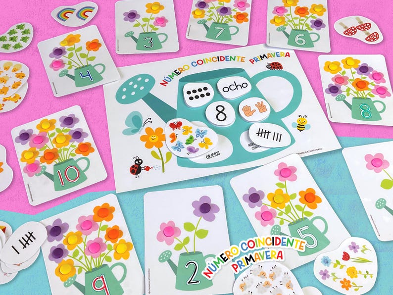 Spanish Spring Number Match Activity,counting Practice 1-10,preschool ...