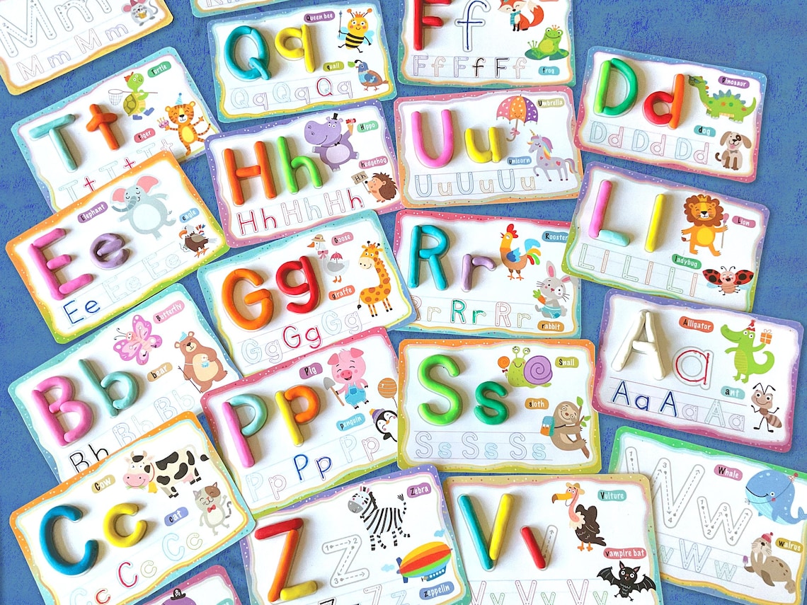 Alphabet Playdough Mats for Kids, Toddler Letter Tracing Mats ...